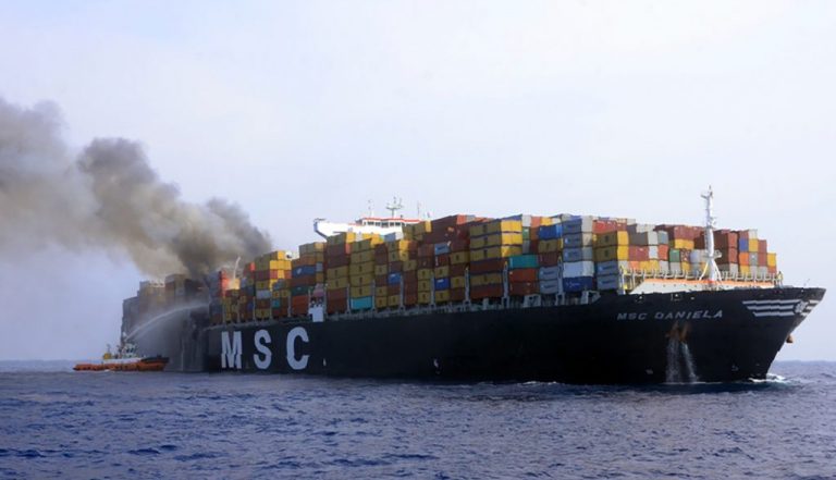 Container ship MSC Daniela caught fire, Indian Navy sends help ...